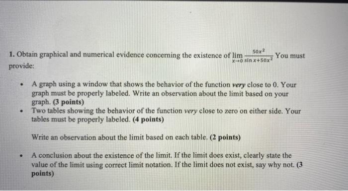 Solved You must 1. Obtain graphical and numerical evidence | Chegg.com