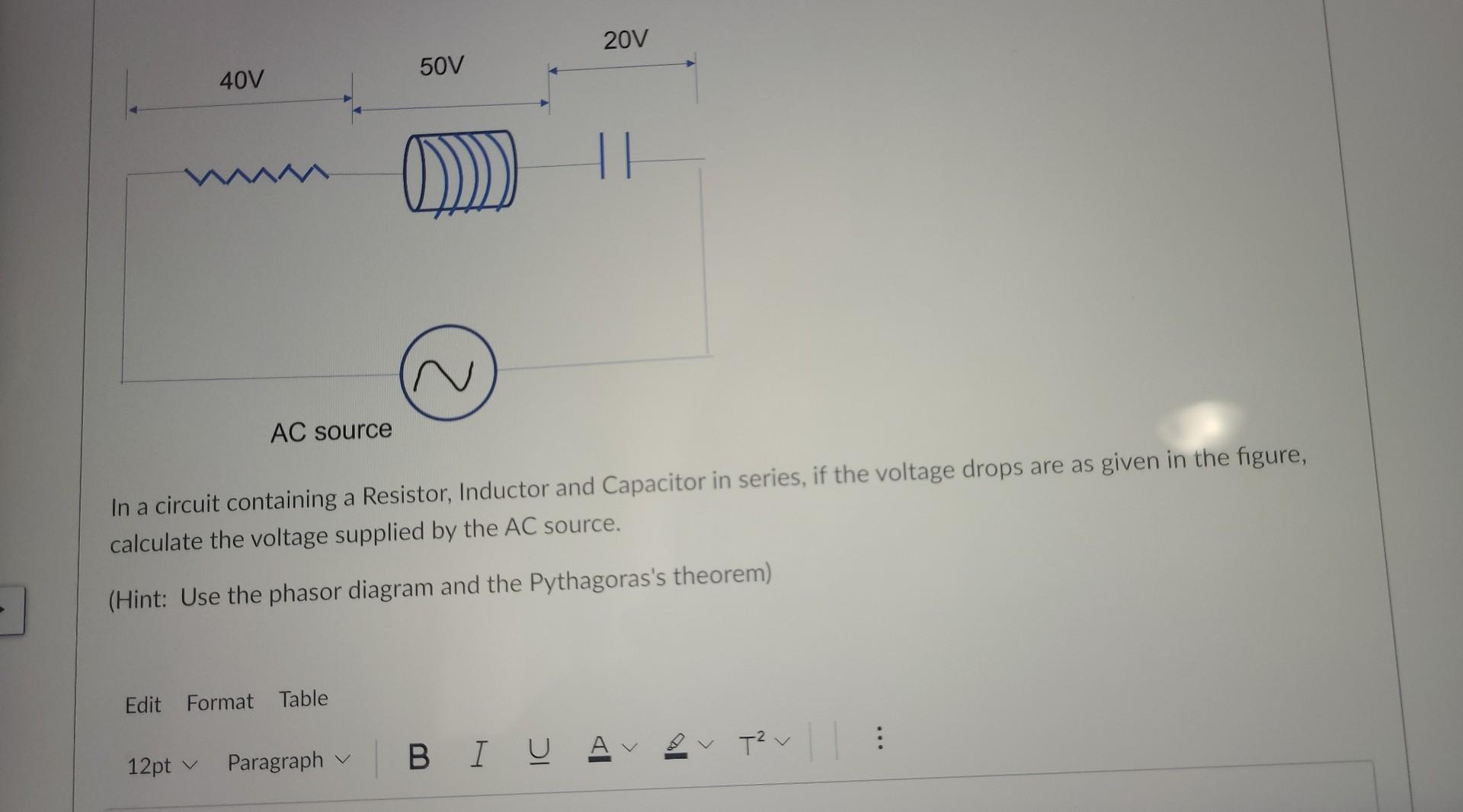 Solved In a circuit containing a Resistor, Inductor and | Chegg.com