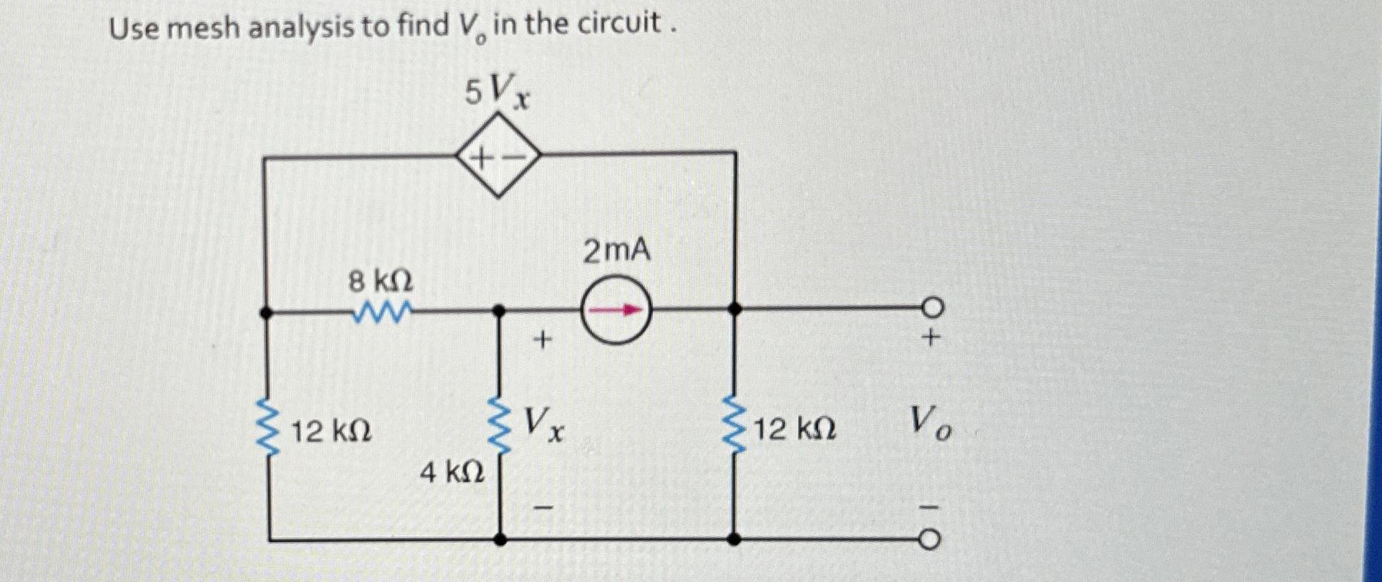 Solved Use mesh analysis to find V0 ﻿in the circuit. | Chegg.com