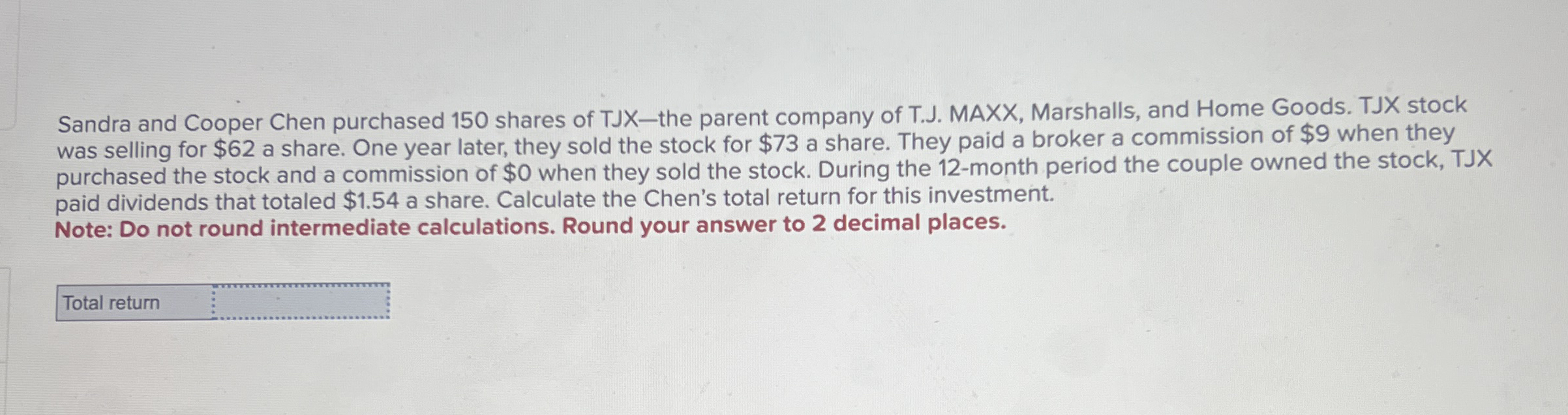Solved Sandra and Cooper Chen purchased 150 ﻿shares of | Chegg.com