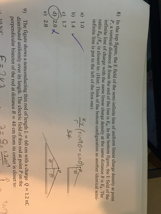 Solved 6) in the top figure, the E field of the | Chegg.com