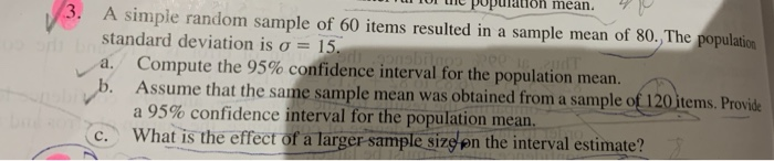 Solved mean. 3. A simple random sample of 60 items resulted | Chegg.com