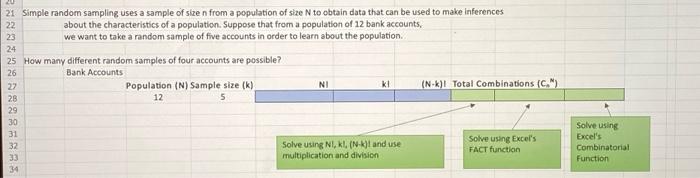 Solved 22 23 21 Simple random sampling uses a sample of size | Chegg.com