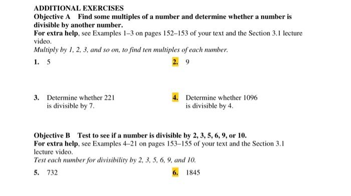 Solved ADDITIONAL EXERCISES Objective A Find some multiples | Chegg.com