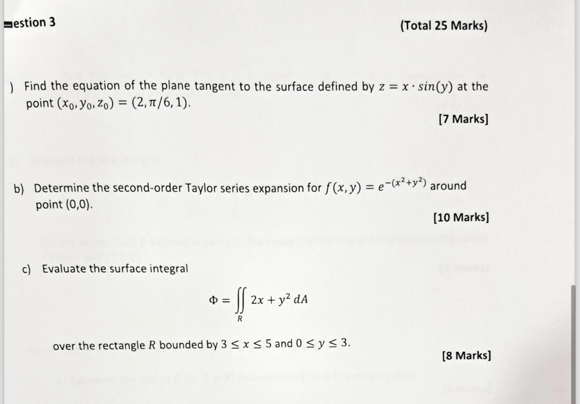 Solved =estion 3(Total 25 ﻿Marks)Find the equation of the | Chegg.com