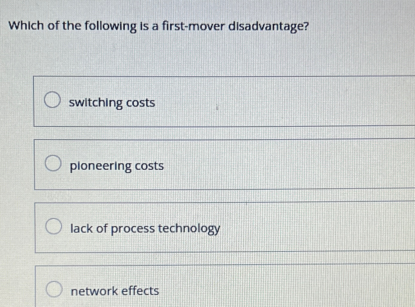 Solved Which of the following is a first-mover | Chegg.com