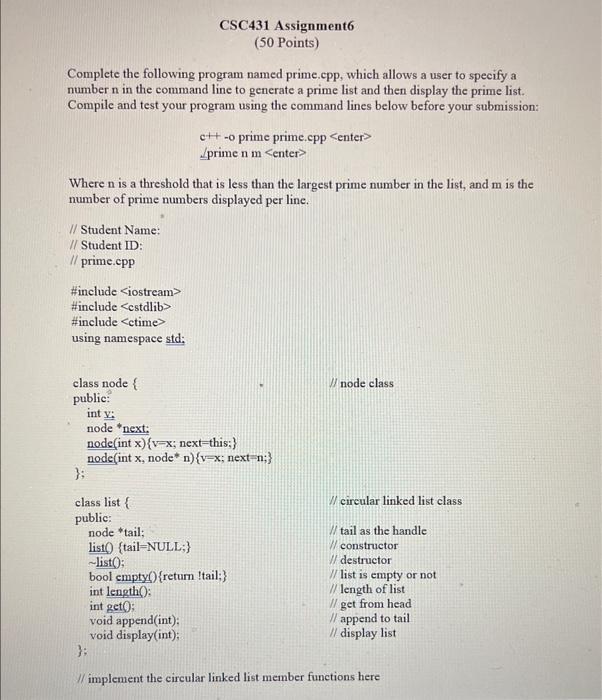 Solved CSC431 Assignment 6 (50 Points) Complete the | Chegg.com