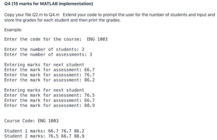 Solved Q4 15 Marks For Matlab Implementation Copy Your 
