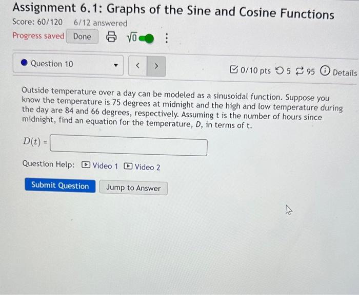 Solved Assignment 6.1: Graphs of the Sine and Cosine | Chegg.com