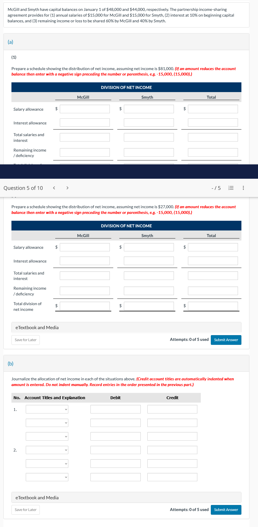 Solved Prepare a schedule showing the distribution of net | Chegg.com