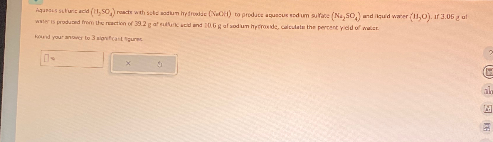 Solved Aqueous sulfuric acid (H2SO4) ﻿reacts with solid | Chegg.com