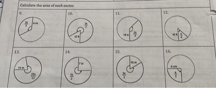 Solved Calculate the area of each sector. | Chegg.com