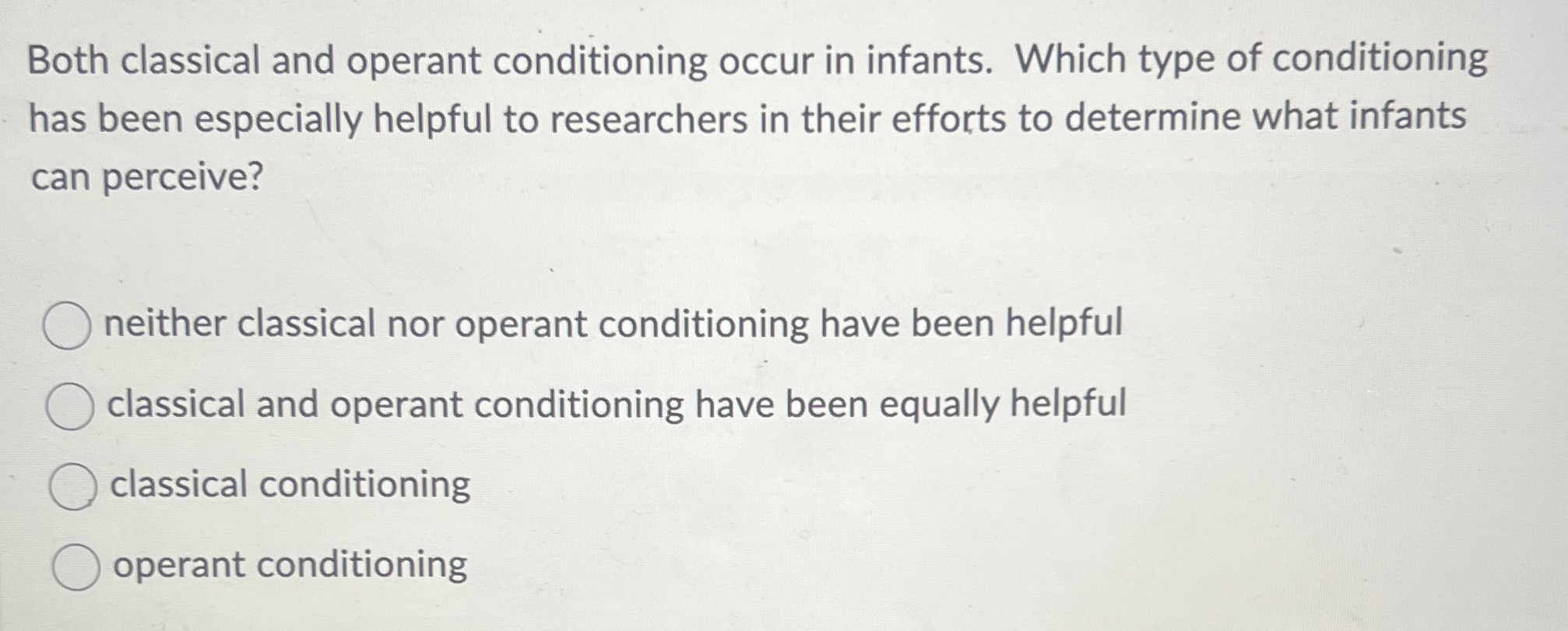 Solved Both classical and operant conditioning occur in | Chegg.com