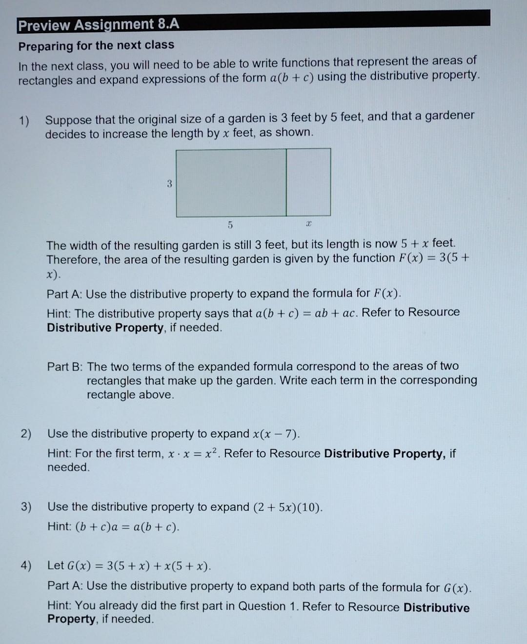 Solved Preview Assignment 8.A Preparing for the next class | Chegg.com