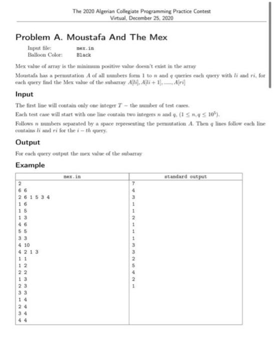 Solved The 2020 Algerian Collegiate Programming Practice | Chegg.com