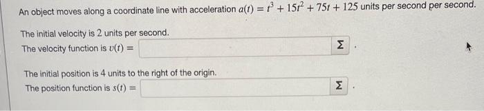 Solved An Object Moves Along A Coordinate Line With