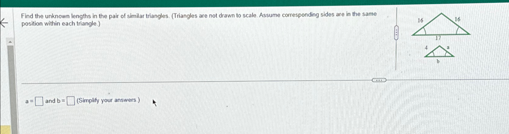 Solved Find the unknown lengths in the pair of similar | Chegg.com