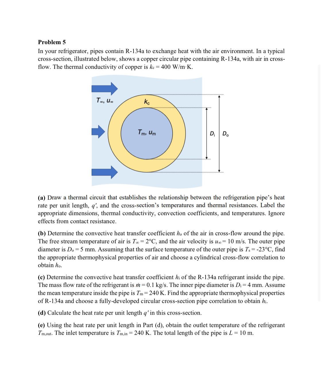 Solved Problem 5In your refrigerator, pipes contain R-134a | Chegg.com