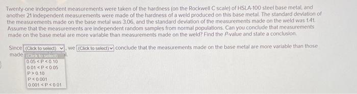 Solved Twenty-one independent measurements were taken of the | Chegg.com