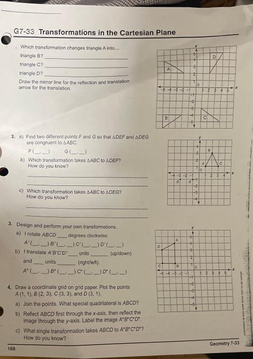 Solved G7-33 Transformations in the Cartesian Plane . Which | Chegg.com