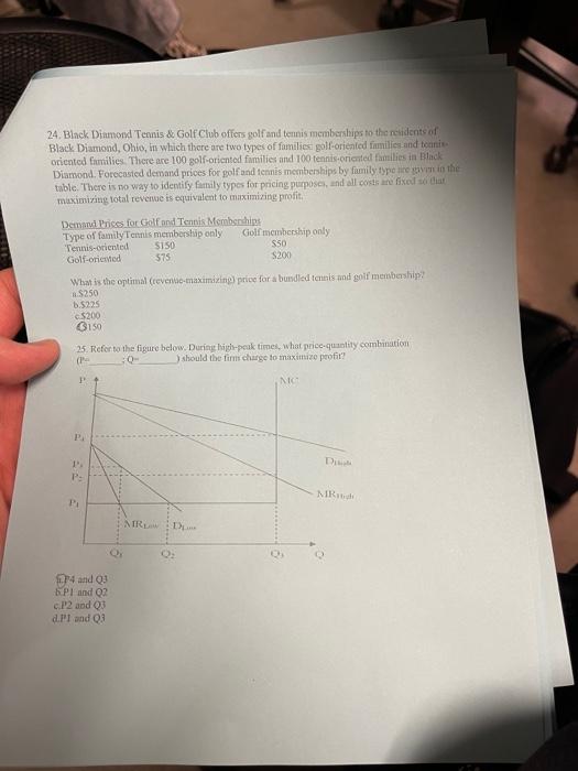 Solved 24. Black Diamond Tennis \& Golf Club offers golf and | Chegg.com