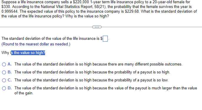 Solved Suppose a life insurance company sells a | Chegg.com