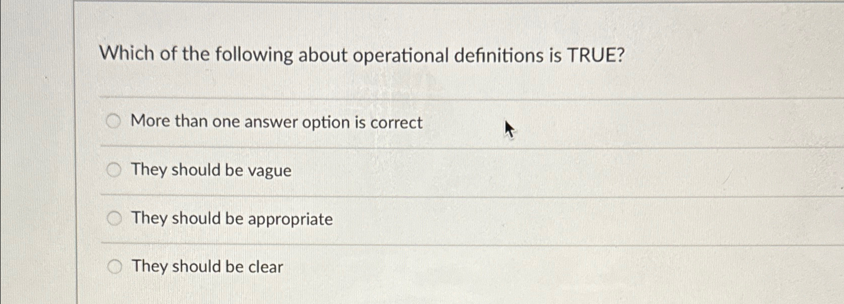 Solved Which of the following about operational definitions | Chegg.com
