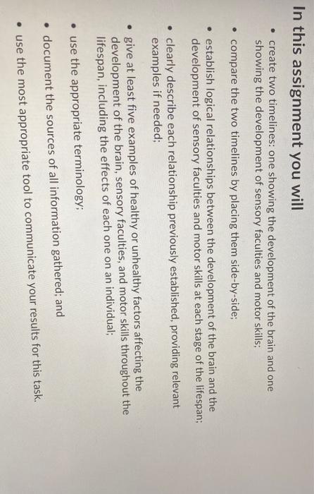 Solved In this assignment you will • create two timelines: | Chegg.com