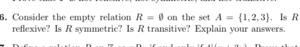 Solved Consider the empty relation R=O? ﻿on the set | Chegg.com