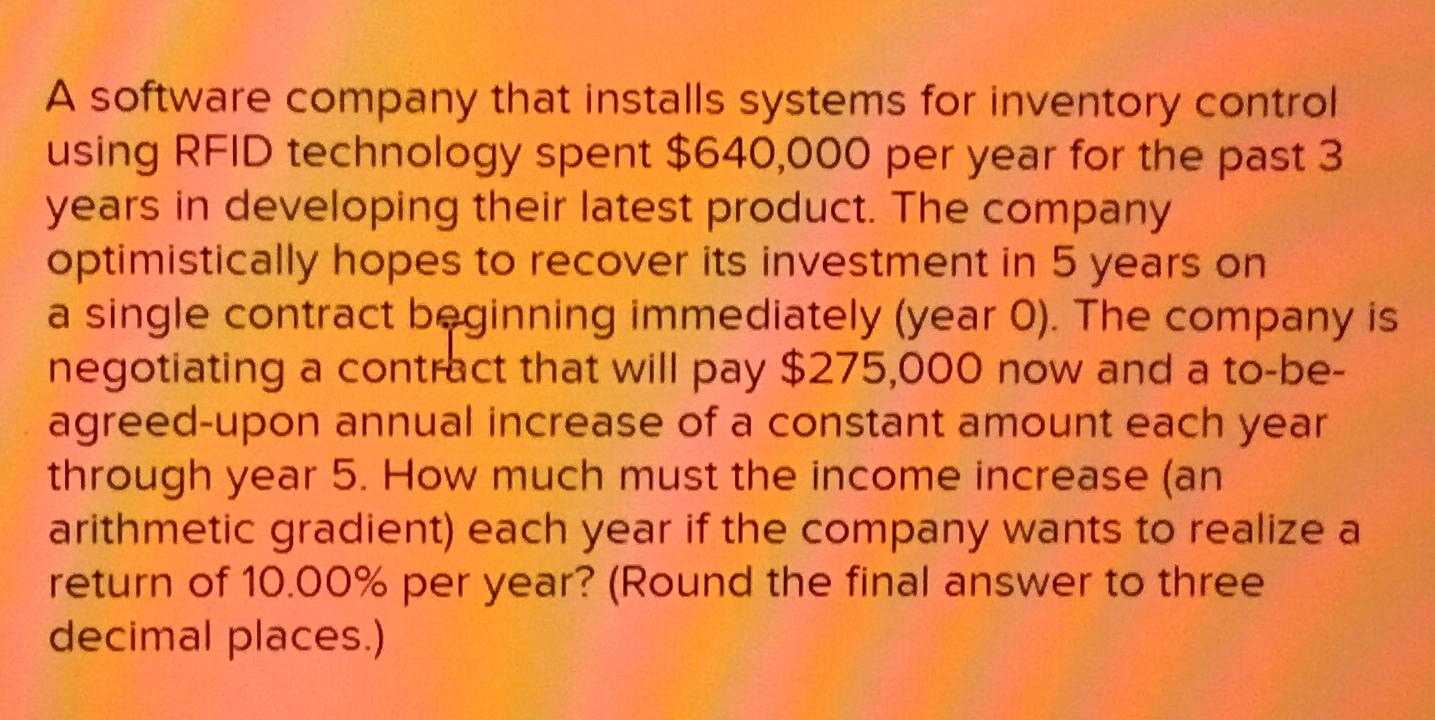 Solved A software company that installs systems for | Chegg.com