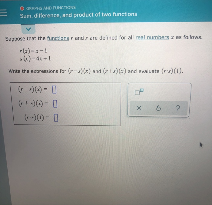 Solved GRAPHS AND FUNCTIONS Sum, difference, and product of | Chegg.com