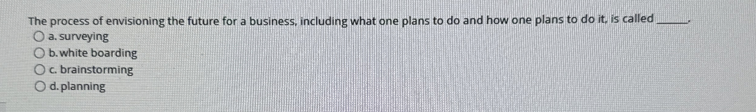Solved The process of envisioning the future for a business, | Chegg.com