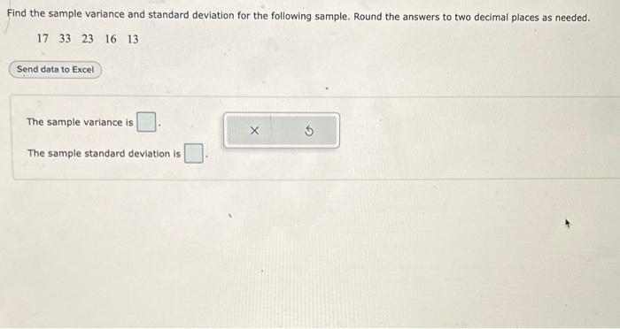 Solved Find the sample variance and standard deviation for | Chegg.com