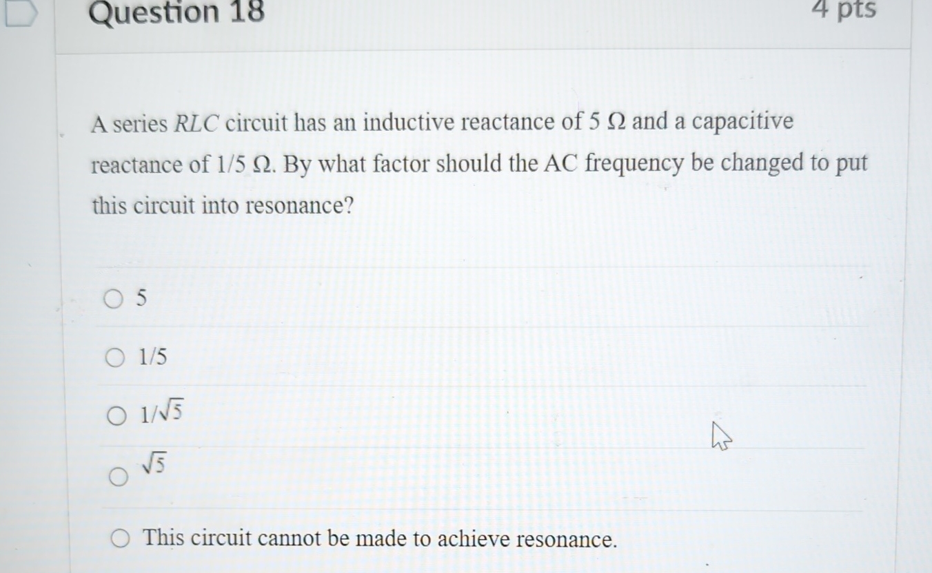 High Quality SOLUTION Question 184 ﻿ptsA series RLC circuit has an | Chegg.com