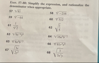 Solved Exer. 57-80: Simplify the expression, and rationalize | Chegg.com