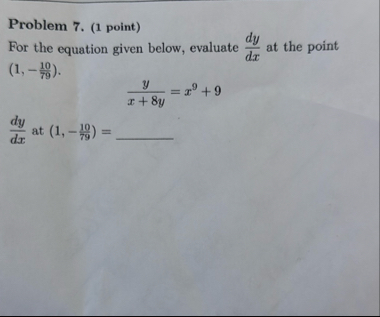 Solved Problem 7. (1 ﻿point)For the equation given below, | Chegg.com