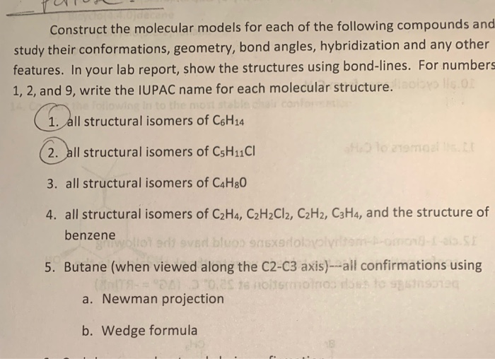 Solved Construct the molecular models for each of the | Chegg.com