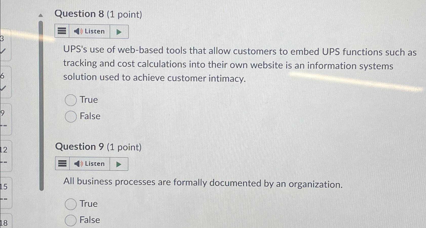 Solved Question 8 (1 ﻿point)ListenUPS's use of web-based | Chegg.com