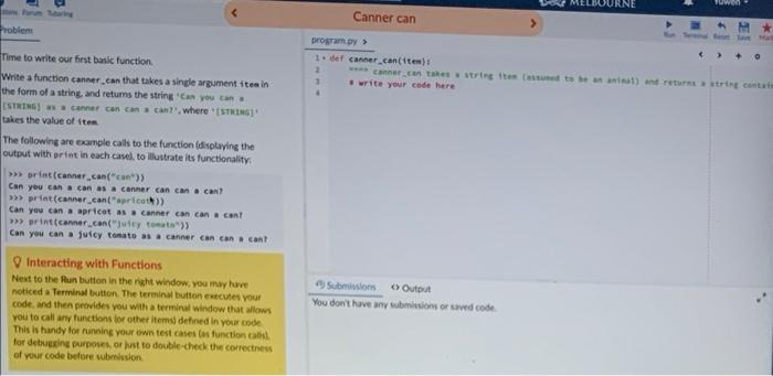 Solved MELBOURNE wen Canner can Probleme program.py 1. Hef | Chegg.com