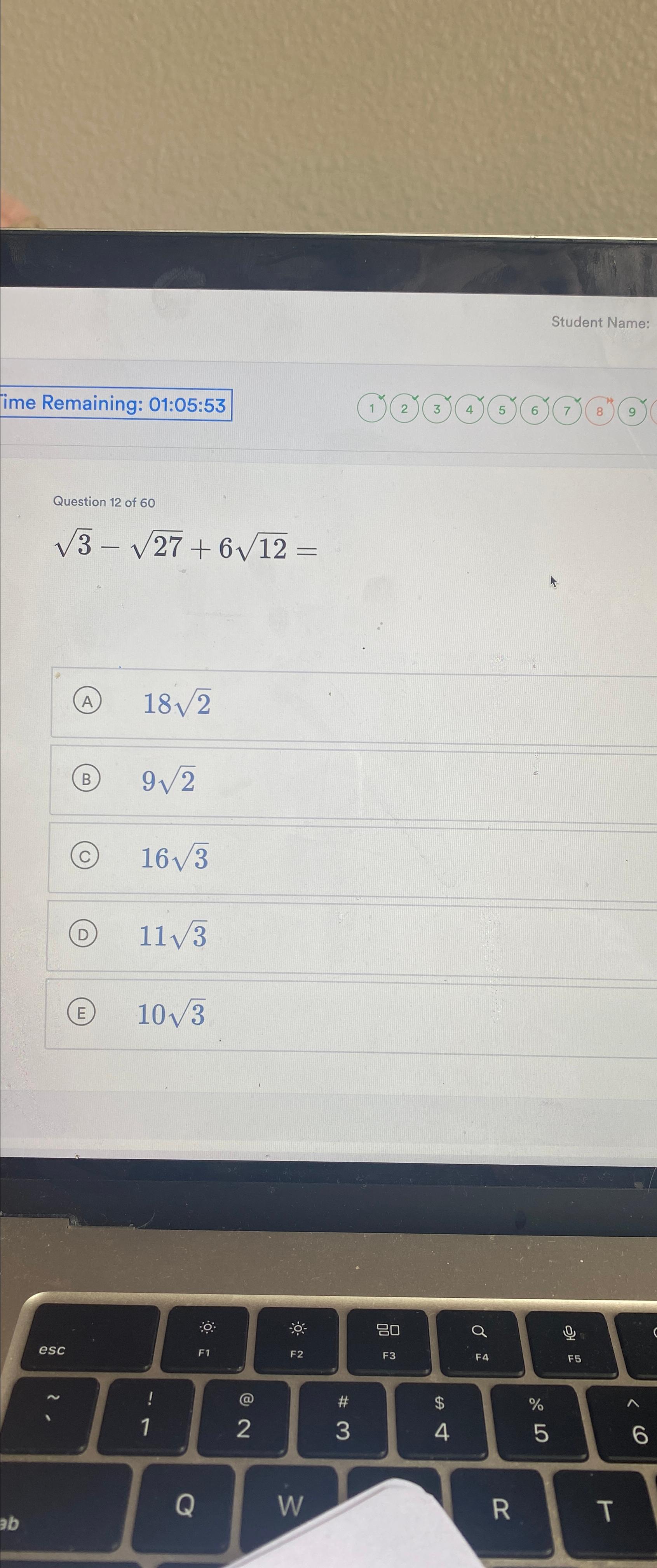 Solved Student Name:ime Remaining: | Chegg.com