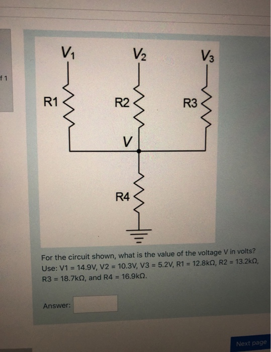 Solved V1 V2 V3 f 1 JM R1 R2 R3 V R4 For the circuit shown, | Chegg.com