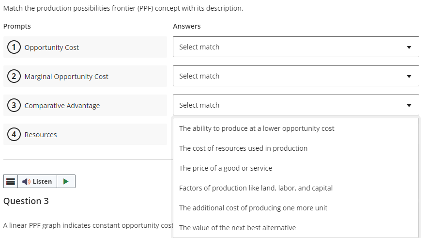 Solved Match the production possibilities frontier (PPF) | Chegg.com