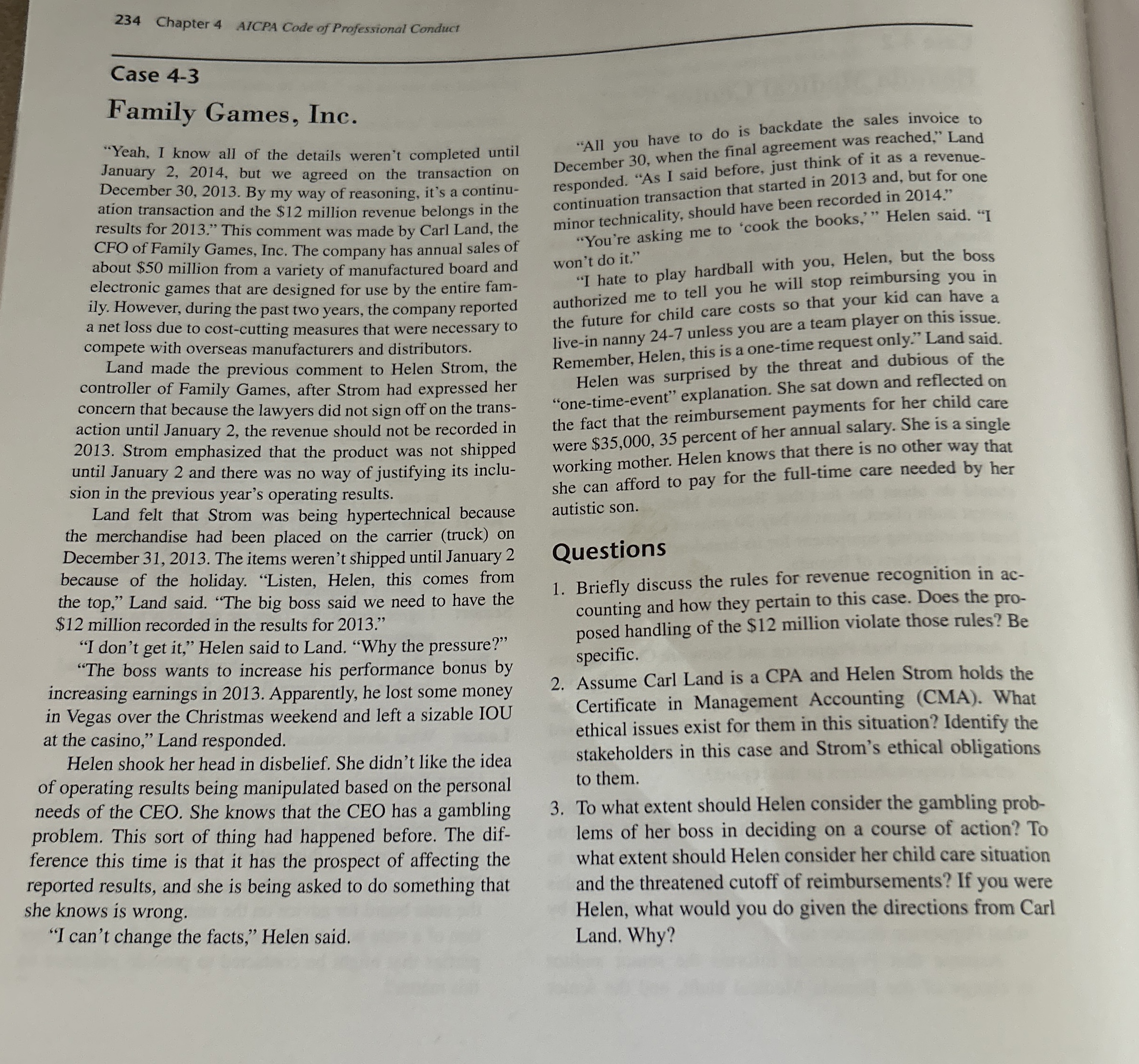 Solved Case 4-3Family Games, Inc."Yeah, I know all of the | Chegg.com