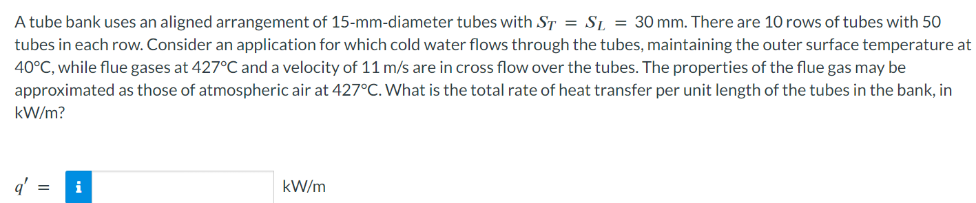 Solved A tube bank uses an aligned arrangement of | Chegg.com