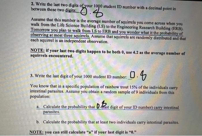 Solved 2. Write the last two digits of your 1000 student ID | Chegg.com