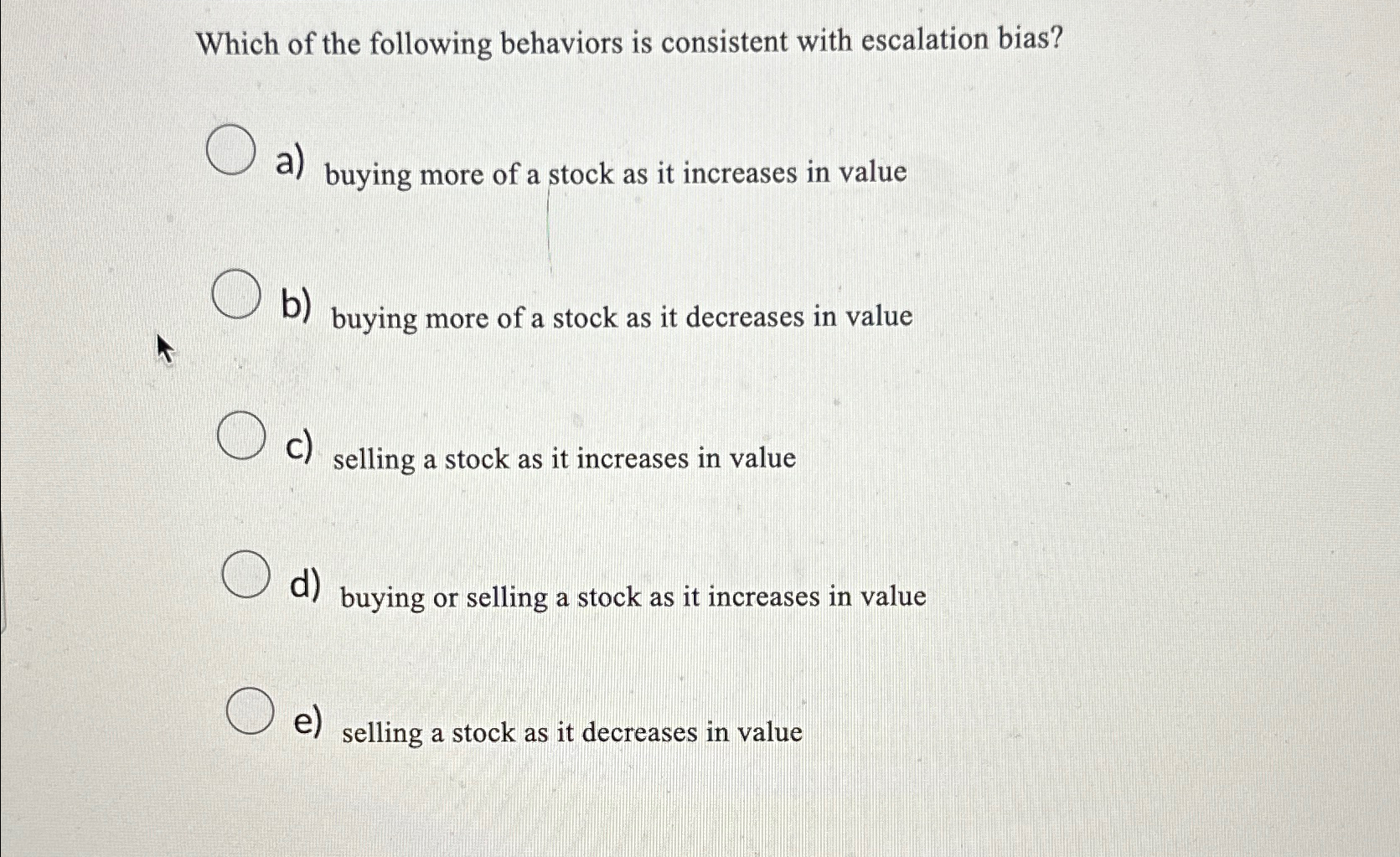 Solved Which of the following behaviors is consistent with | Chegg.com