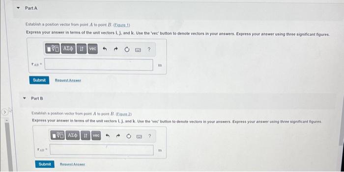 Solved 1 of 3Establish a postion vector from point A to | Chegg.com