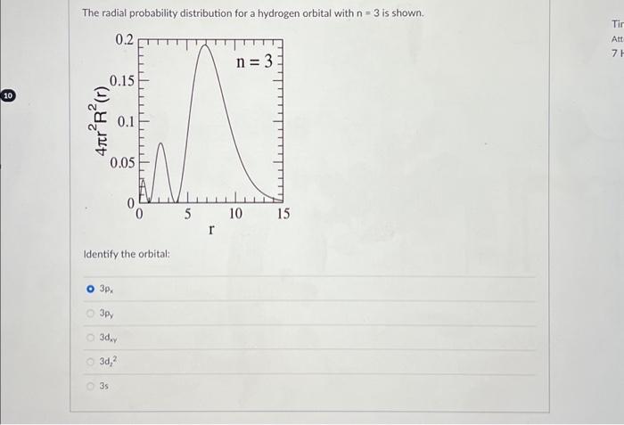 Solved 10 The radial probability distribution for a hydrogen | Chegg.com