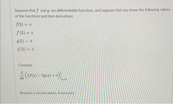 Solved Suppose that f and g are differentiable functions, | Chegg.com