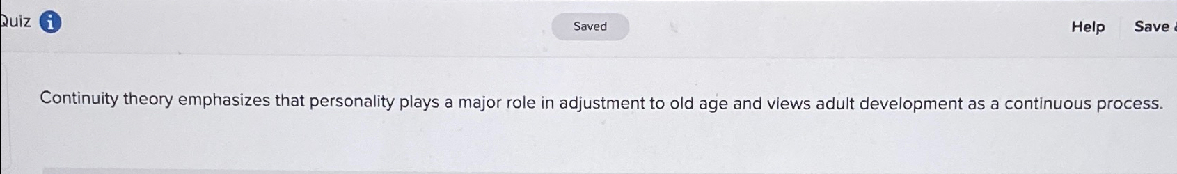 Solved Continuity theory emphasizes that personality plays a | Chegg.com